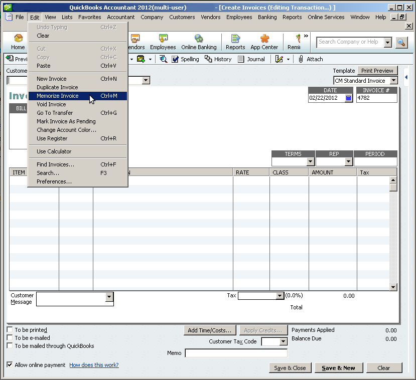 QuickBooks Tip Setting Up Memorized Transactions William Vaughan Company